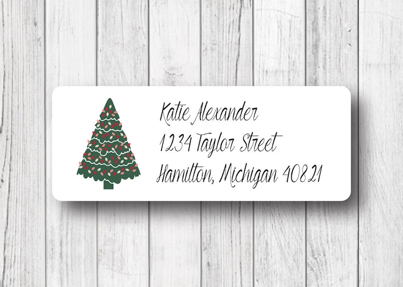 Christmas Tree Return Address Labels: Personalized Holiday Stickers - Etsy