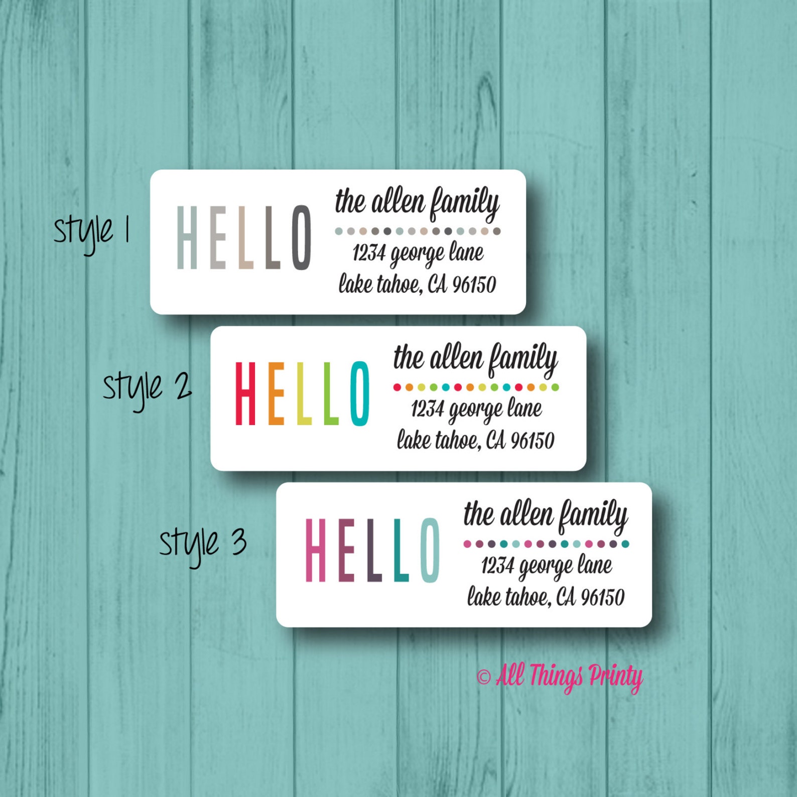 Custom Return Address Labels Personalized Everyday Hello - Etsy