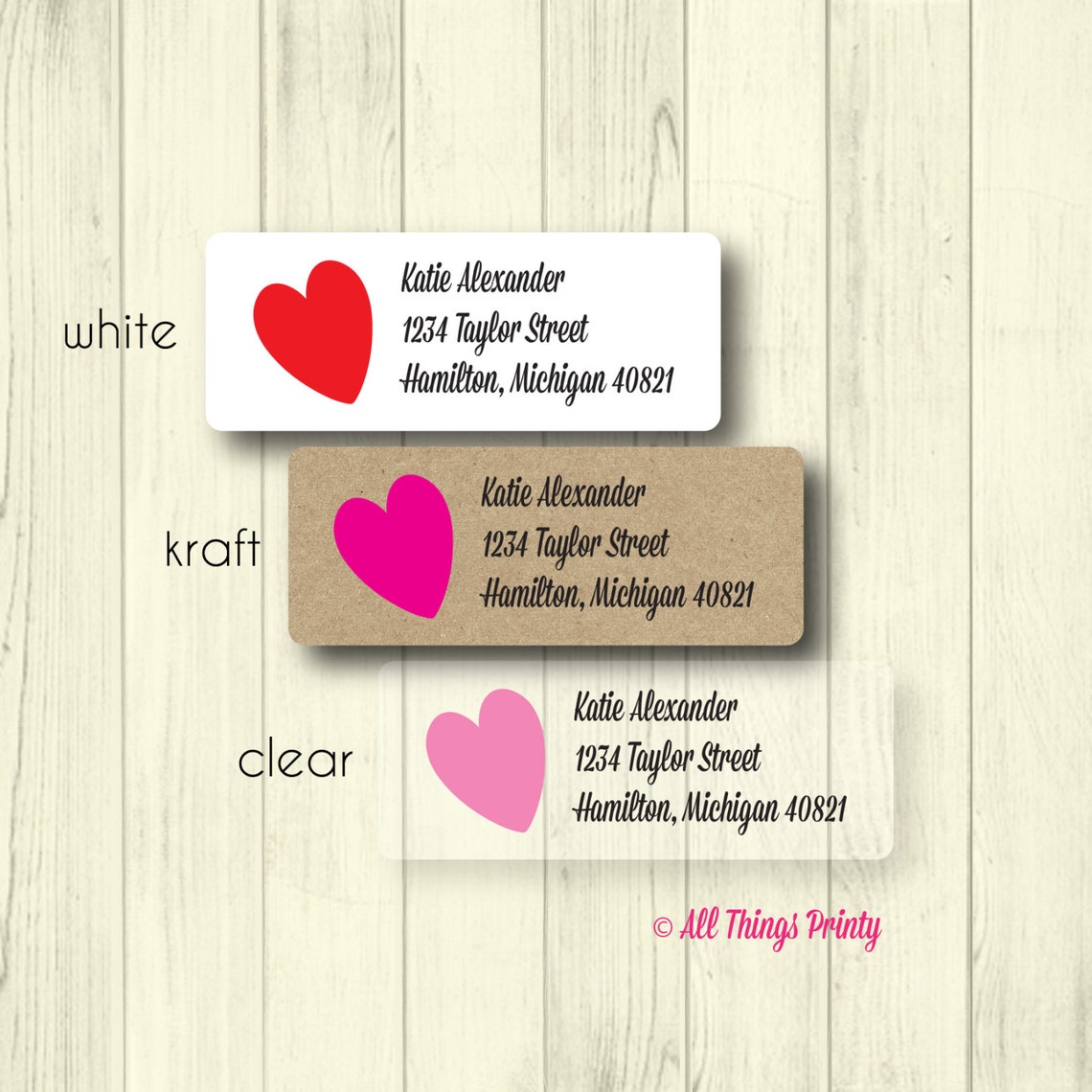 Heart Return Address Labels Personalized Pink or Red Love - Etsy