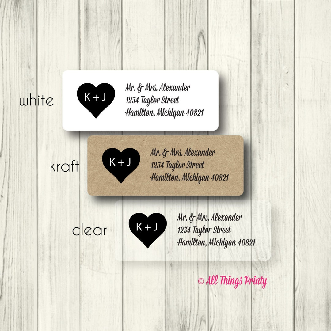 Initial Heart Custom Return Address Labels: Wedding, Engagement - Etsy