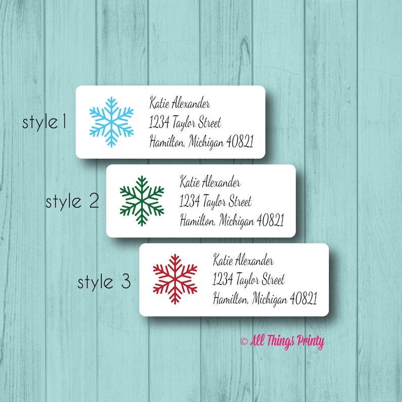 Custom Snowflake Return Address Labels: Christmas Mailing Stickers - Etsy