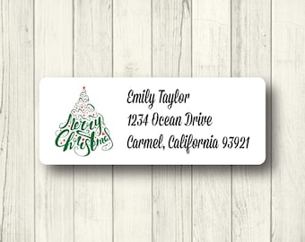 Custom Merry Christmas Address Labels Personalized Holiday - Etsy