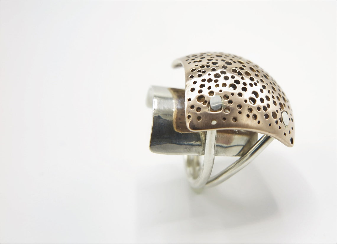 Anillo de arquitectura oro rojo - Etsy España