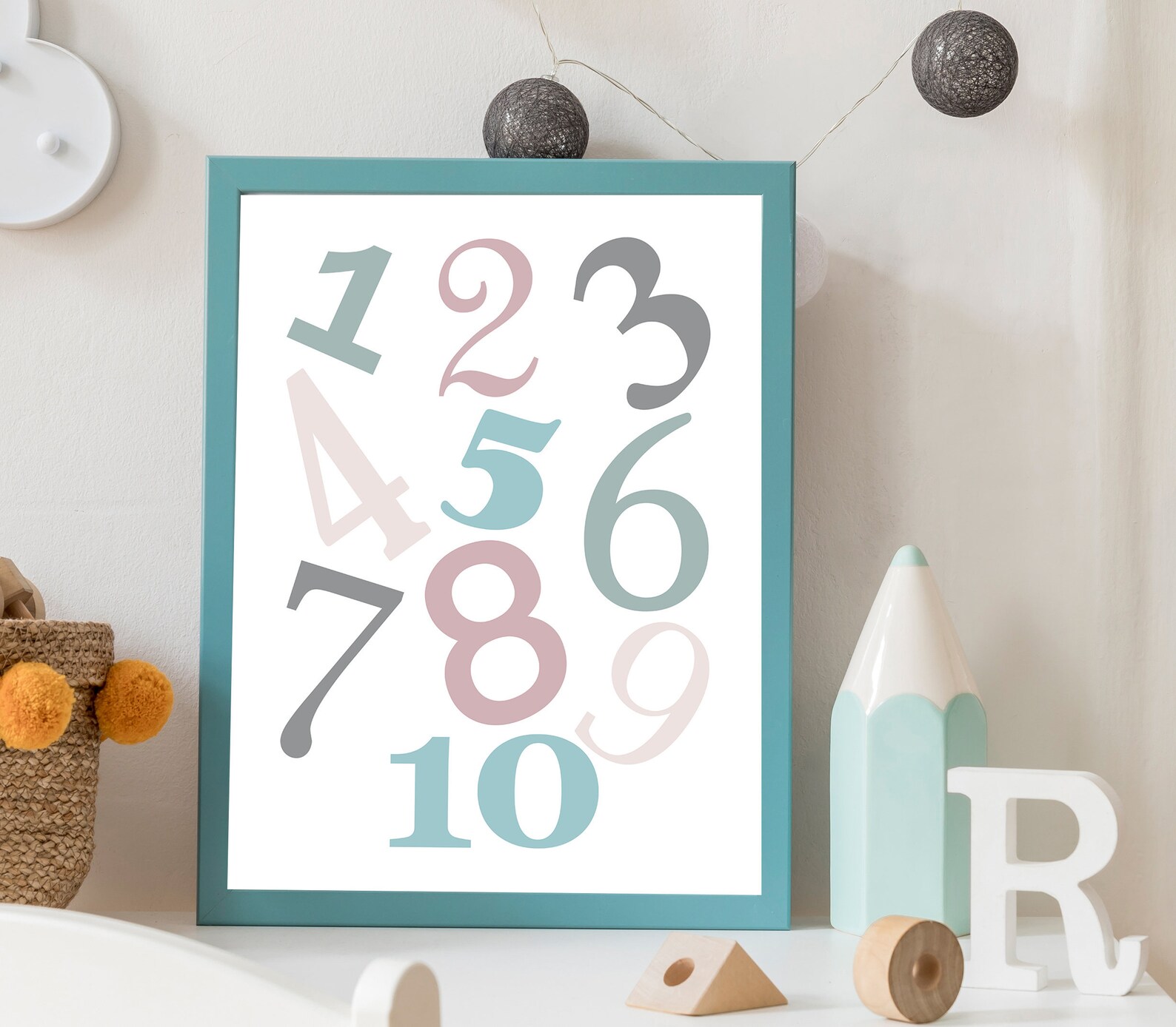 Number Wall Art, Digital Download Number Print, Nursery Wall Decor ...