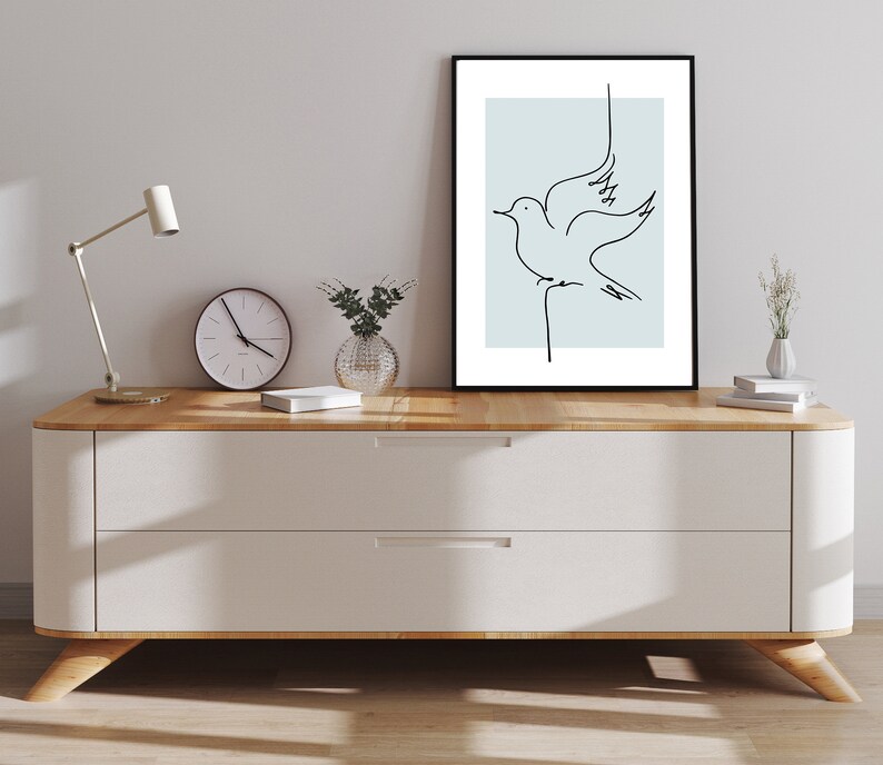 Bird Print, Line Art, Minimalist Art, Mockingbird Line Drawing, Modern ...