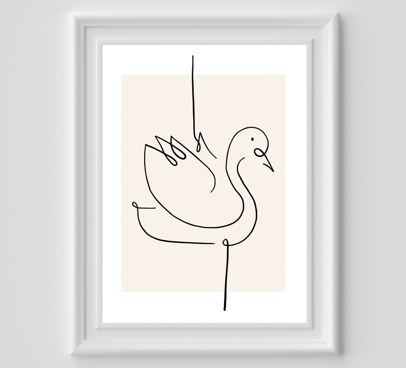 Swan, Line Art, Minimalist Art, Kids Room Decor, Nursery Decor ...