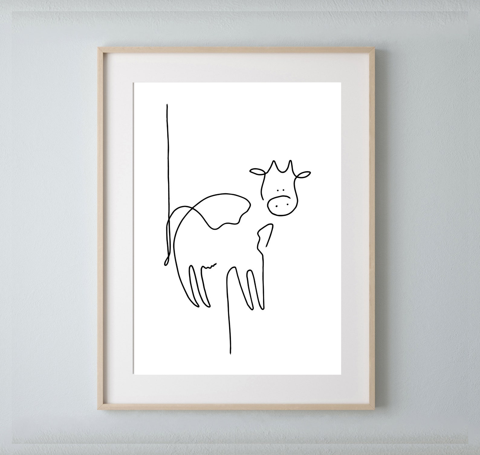 Animal Line Drawing, Cow Line Drawing, Minimalist Baby Room, Cow ...