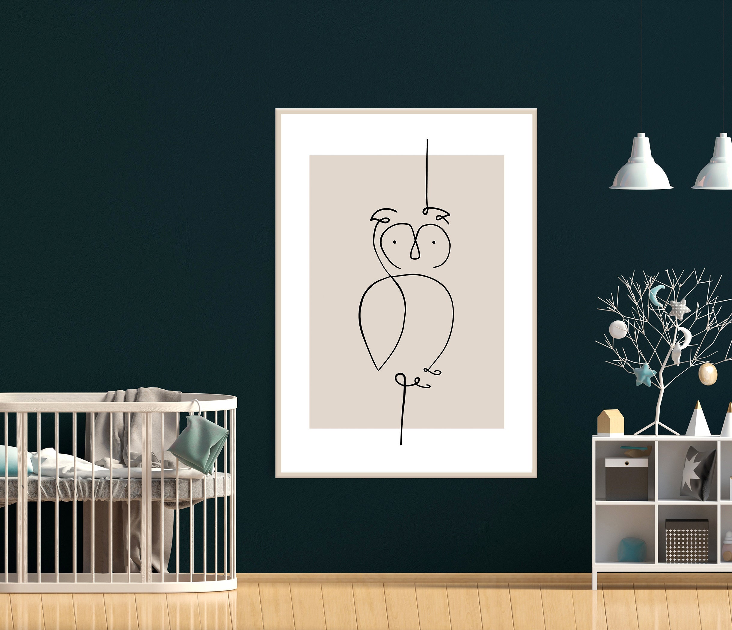 Owl Line Art, Owl Print, Animal Line Drawing, Woodland Print, Owl ...
