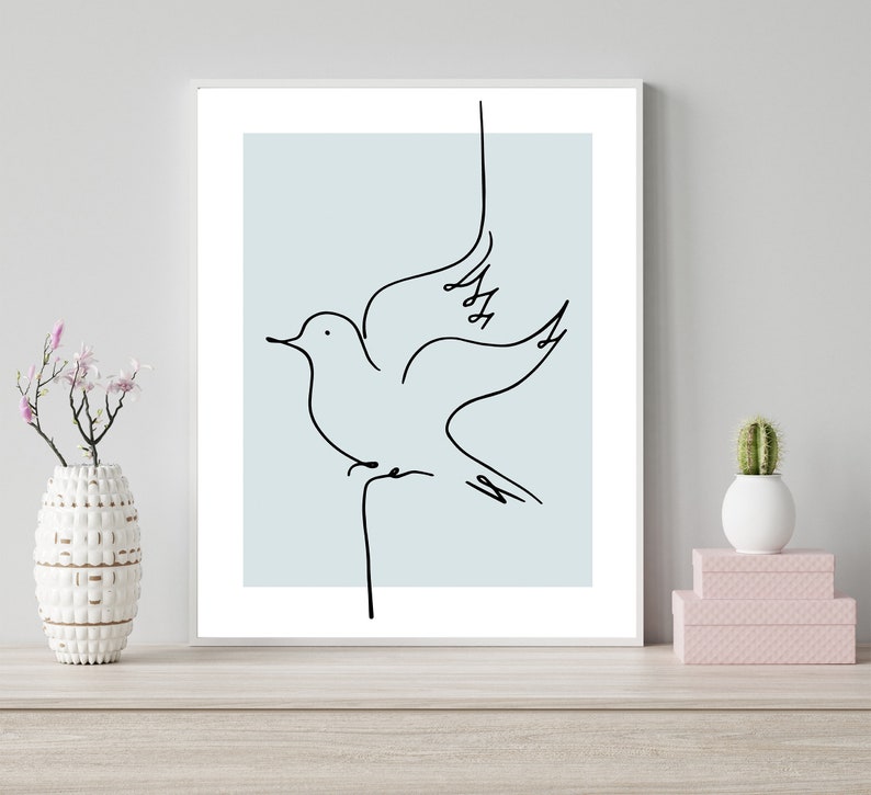 Bird Print, Line Art, Minimalist Art, Mockingbird Line Drawing, Modern ...