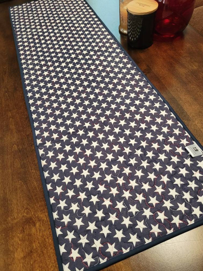 Americana Patriotic Narrow Table Runner Red White and Blue - Etsy