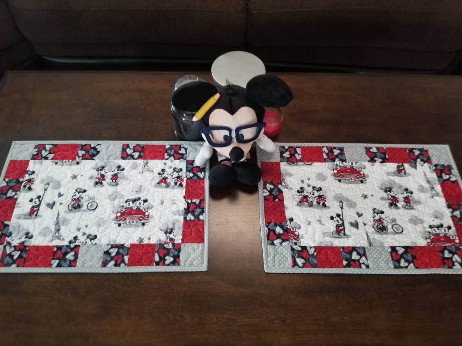 Quilted Disney Placemats Sold in Sets of 2 Mickey and Minnie | Etsy