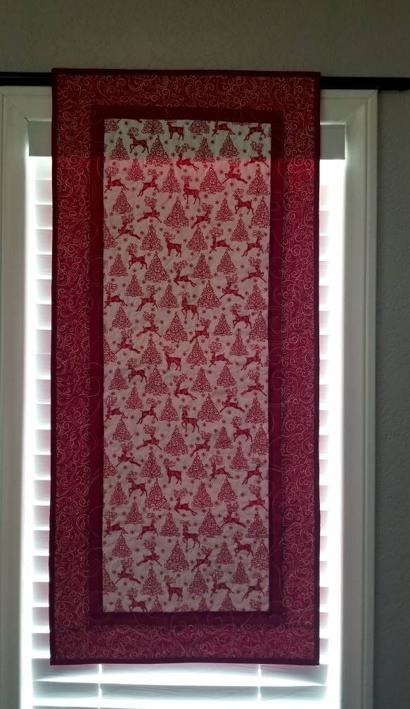 Christmas Table Runner or Wall Hanging Red and White Holiday | Etsy