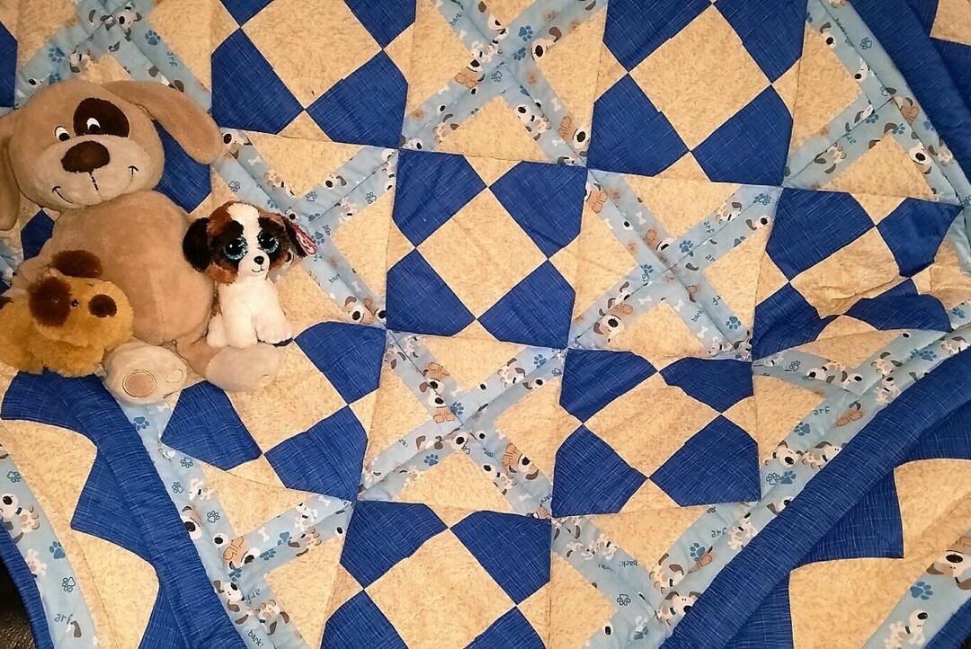 Quilted Puppy Dog Print Throw Quilted Children's Puppy - Etsy