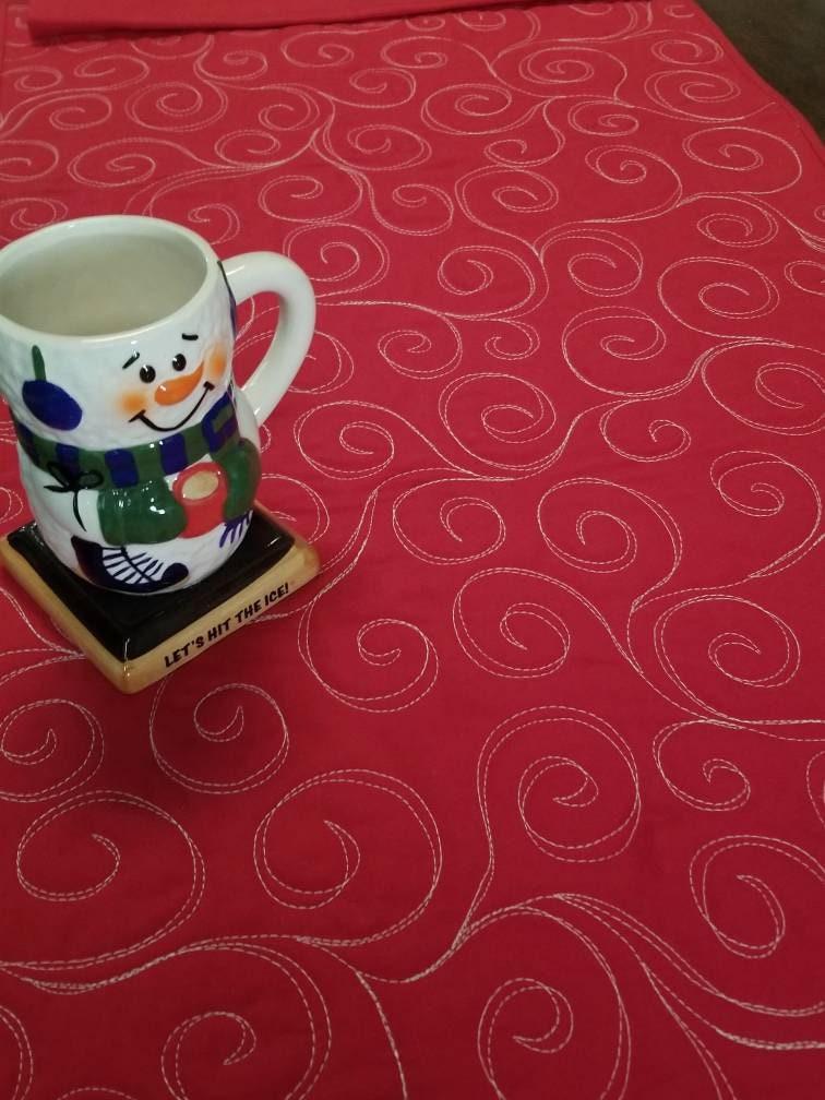 Christmas Table Runner or Wall Hanging Red and White Holiday | Etsy