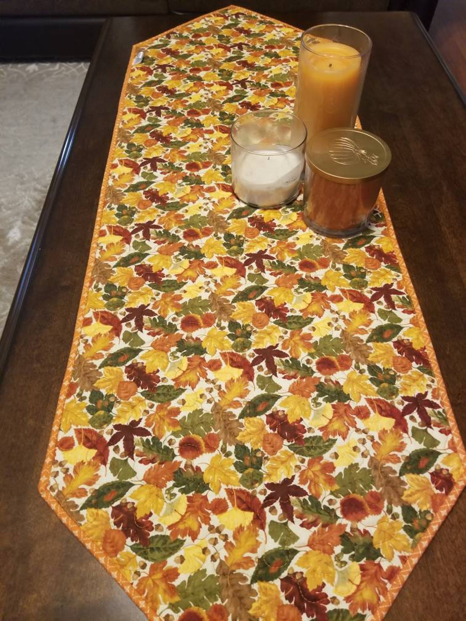 Quilted Autumn Fall Long Table Runner Quilted Thanksgiving - Etsy