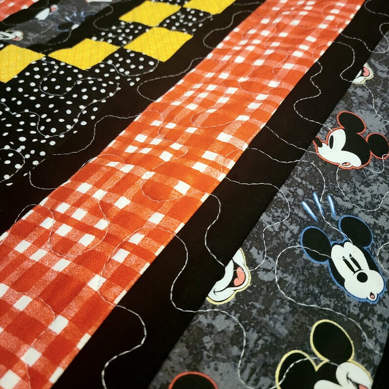 Mickey Mouse Quilt Fabric Panel Checkered Blocks and - Etsy