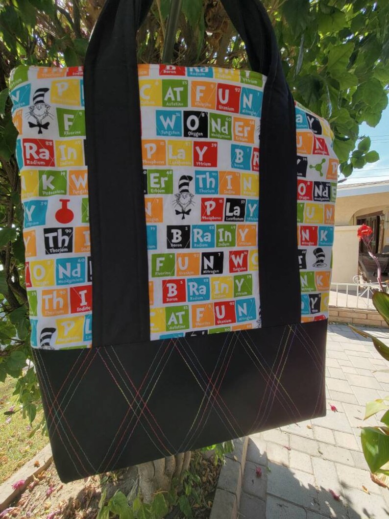 Dr. Suess Periodic Table of Elements Quilted Tote Bag Back to | Etsy