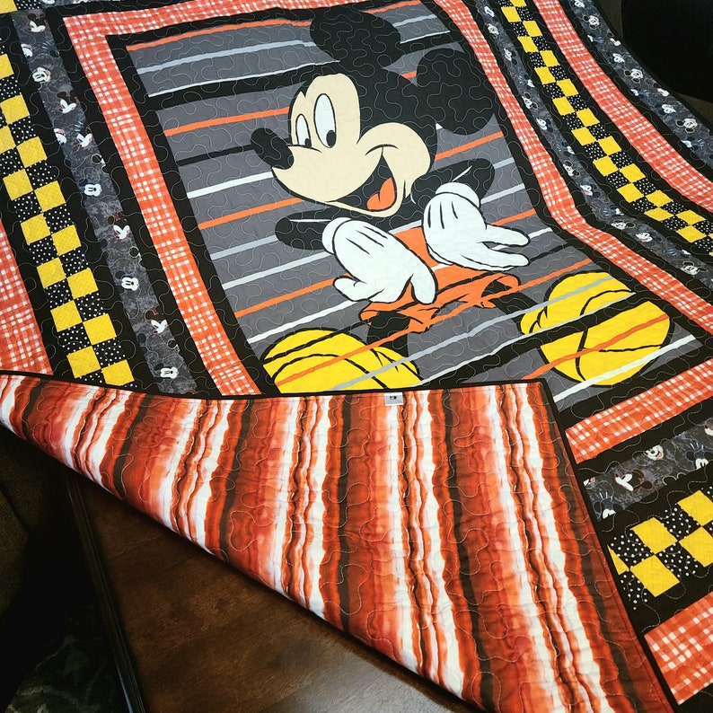 Handmade Mickey Mouse Quilt, Cotton Panel Quilt - Etsy