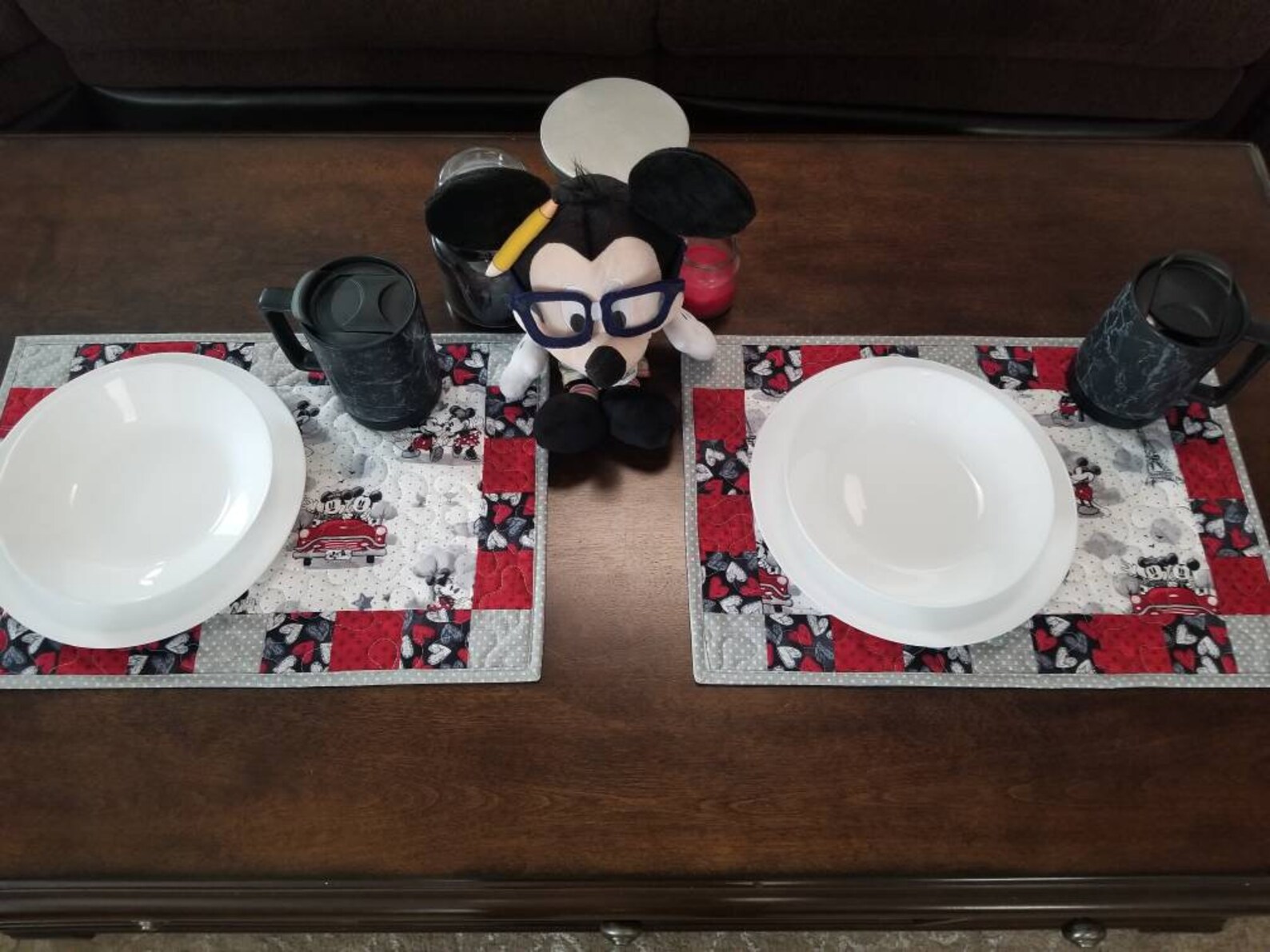 Quilted Disney Placemats Sold in Sets of 2 Mickey and Minnie | Etsy