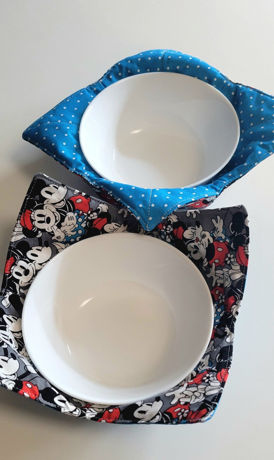 Mickey and Minnie Mouse Bowl Cozy Set, Cotton Microwavable Cozies - Etsy