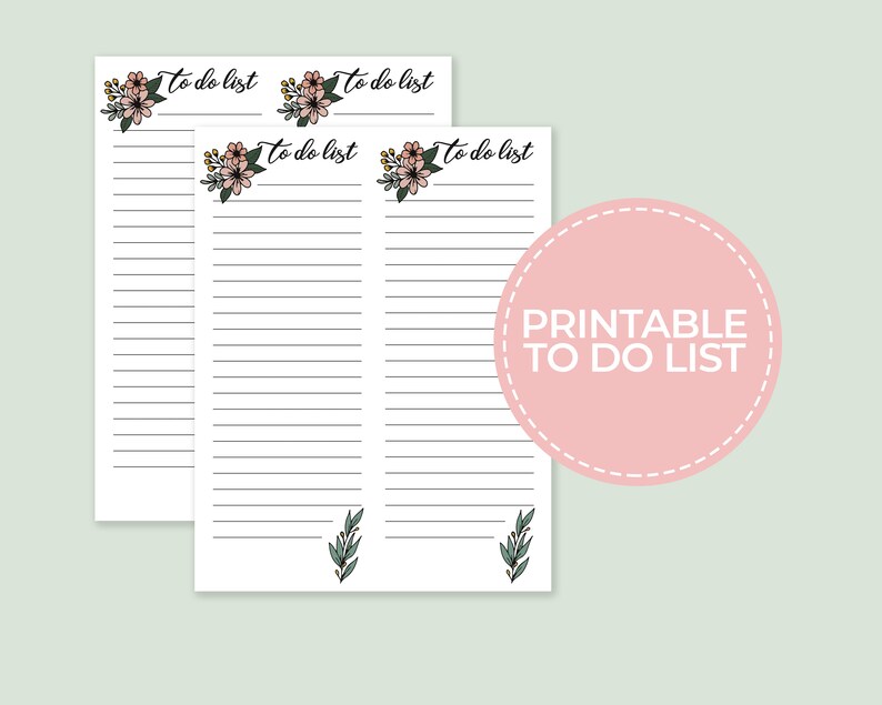 Floral to Do List Printable | to Do Planner | Daily to Do Plan | Flower ...