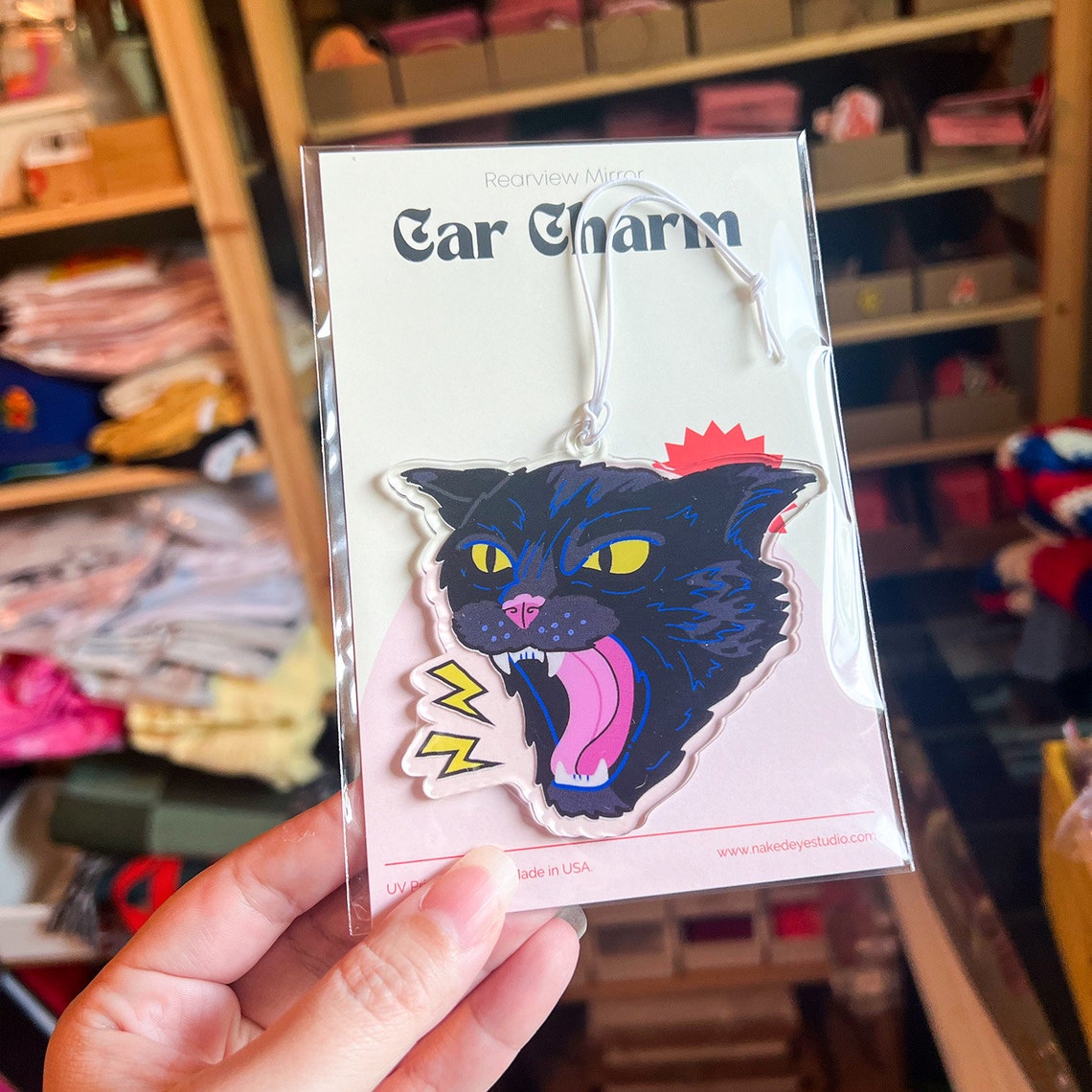 Angry Kitty Car Charm, Rearview Mirror Hanging Car Accessory - Etsy