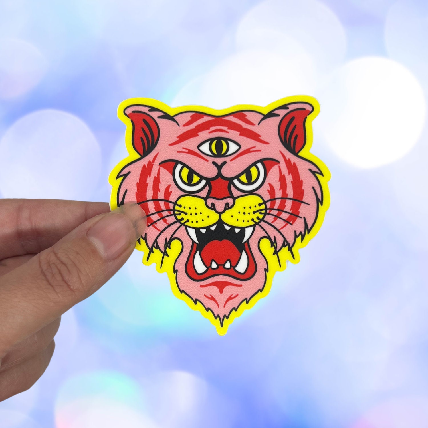 Trippy Tiger Low Brow Tattoo Vinyl Sticker - Etsy