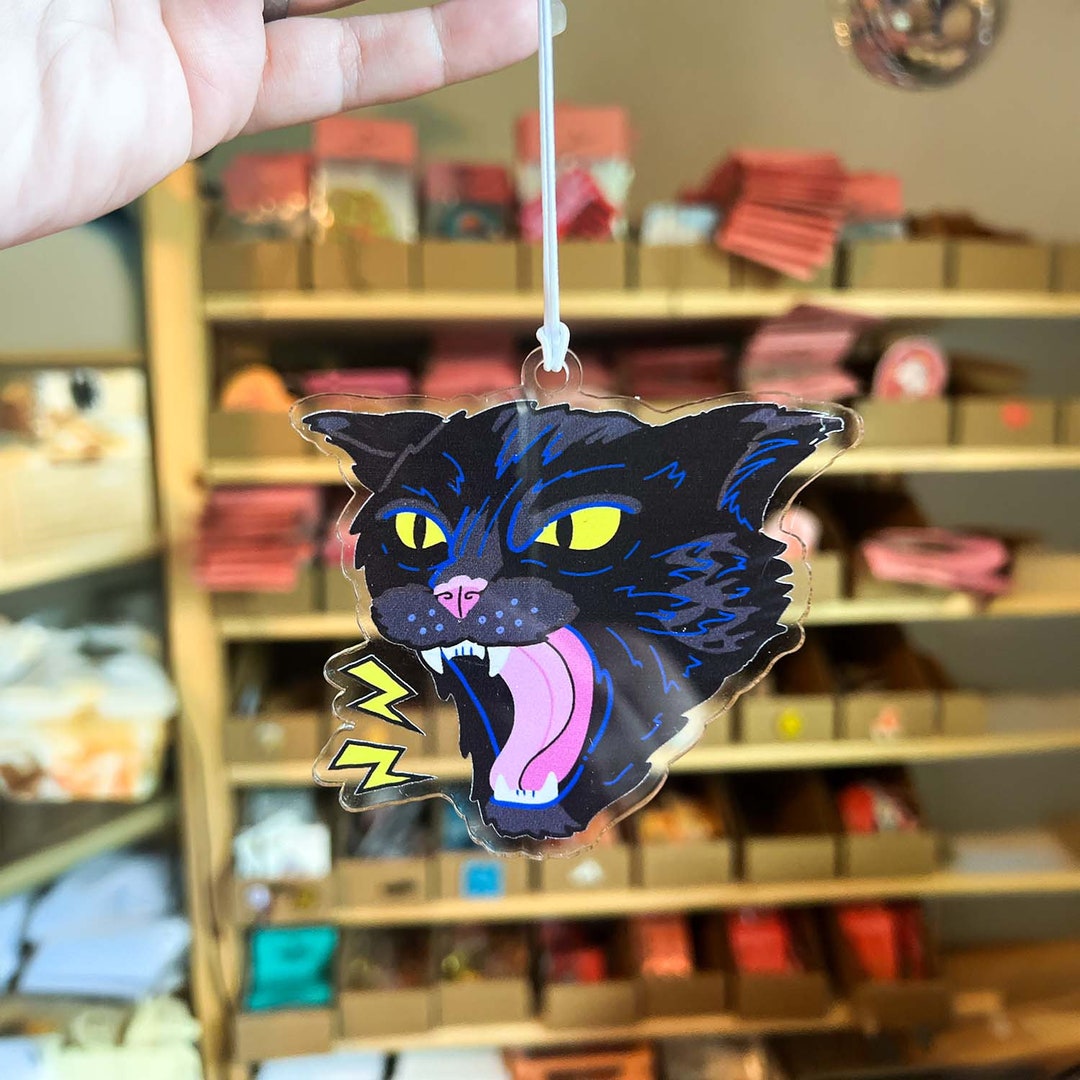 Angry Kitty Car Charm, Rearview Mirror Hanging Car Accessory - Etsy