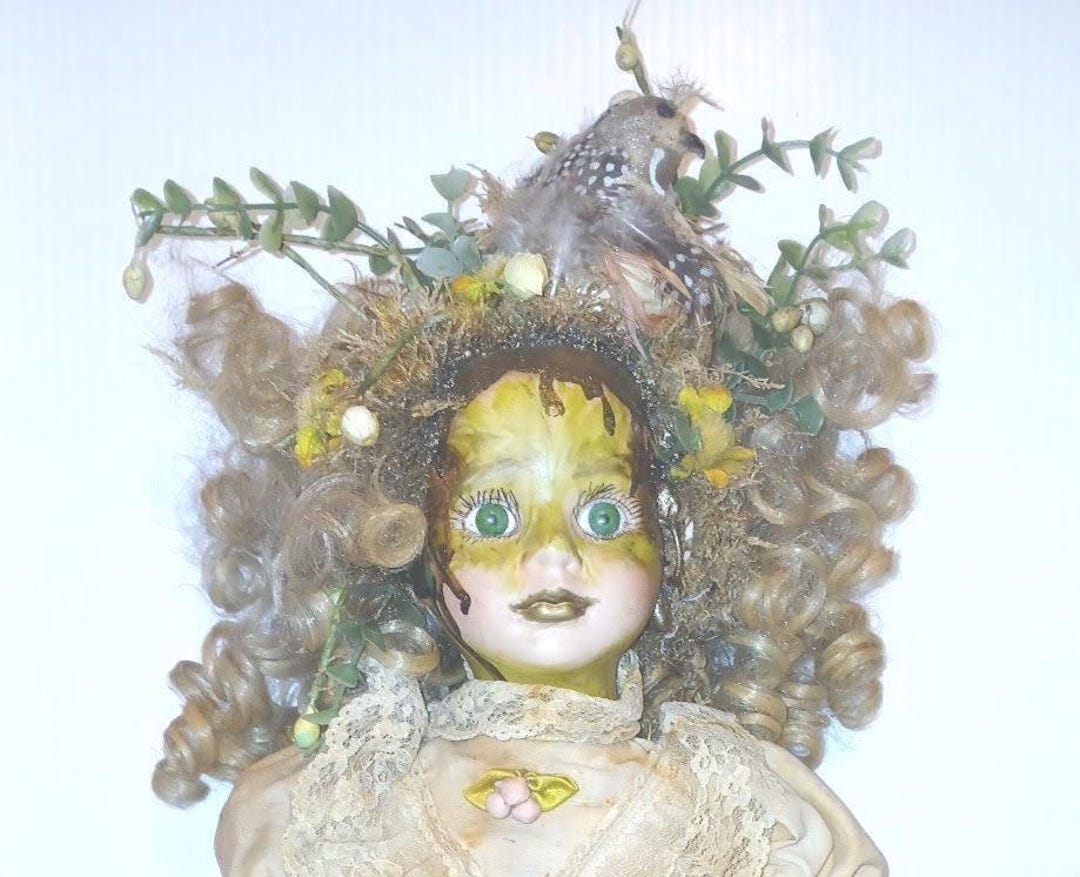 Nature Doll Art, Whimsical, Curiosity, Upcycled Altered Doll, Mixed ...