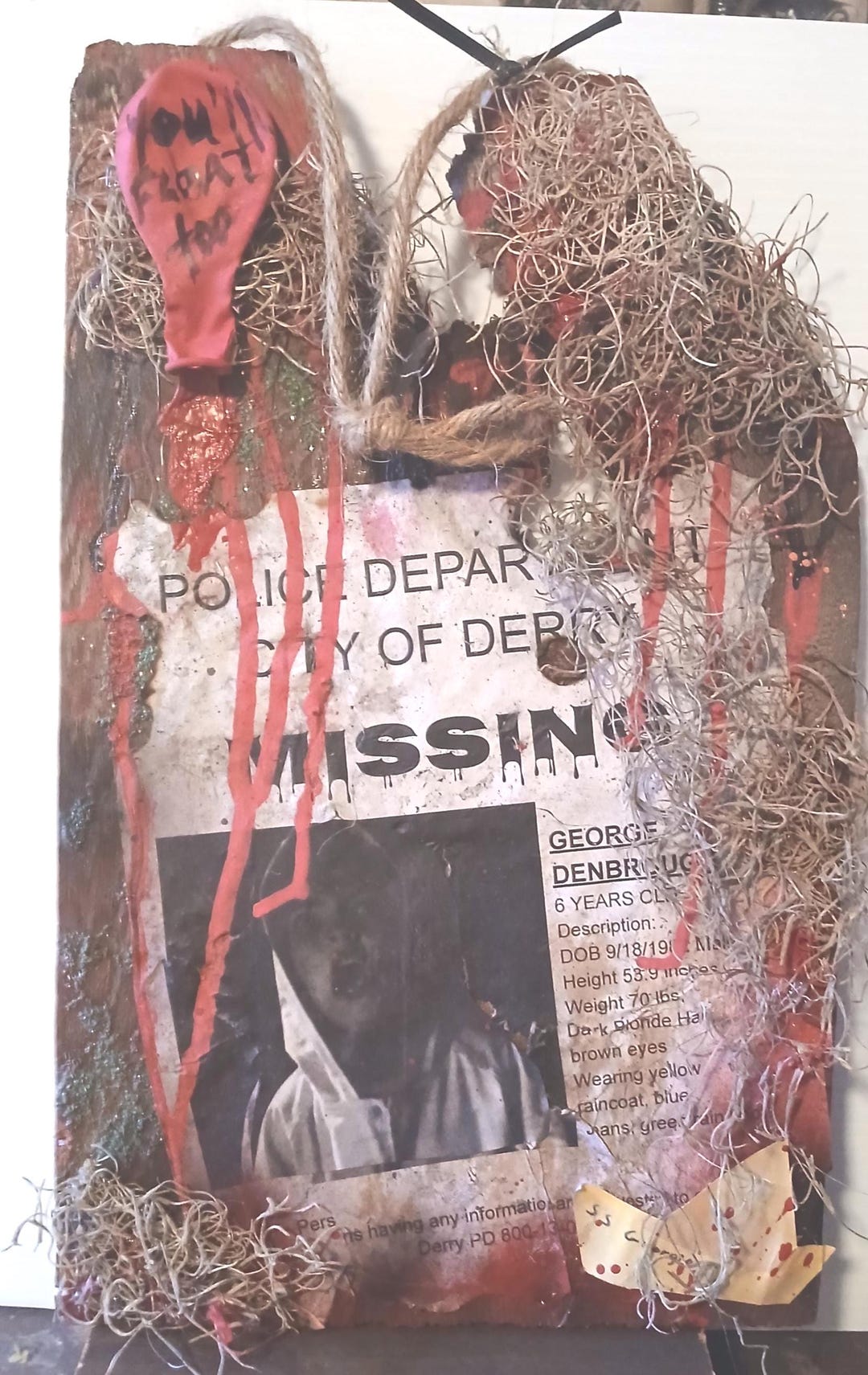 Georgie is Missing, IT Movie Prop, Stephen King IT Decor, Halloween ...