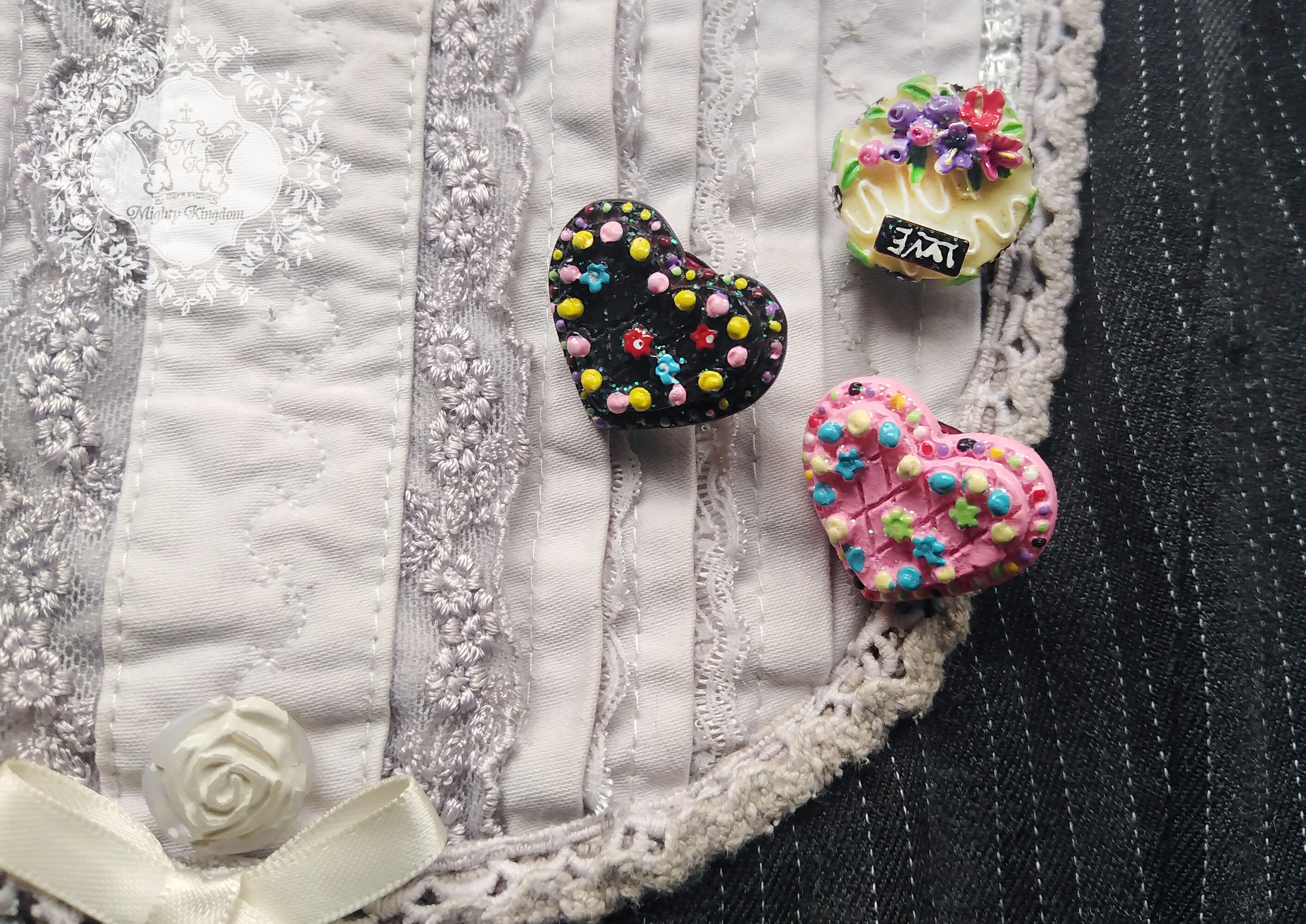 Kawaii Candy Sugar Badges Chocolate Brown, Vanilla Cream and Strawberry ...