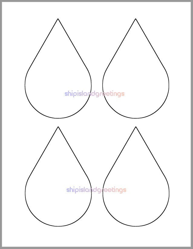 4.5 Inch Printable Rain Drop Template-large Rain Drop Cutout-baby ...