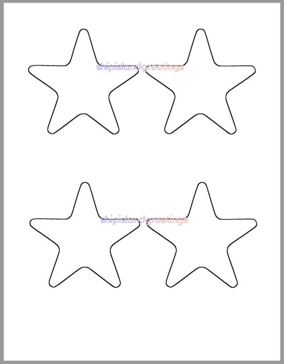 Printable Star Template-3.25 Inch Starfish Cutout-baby Shower Decor-diy ...