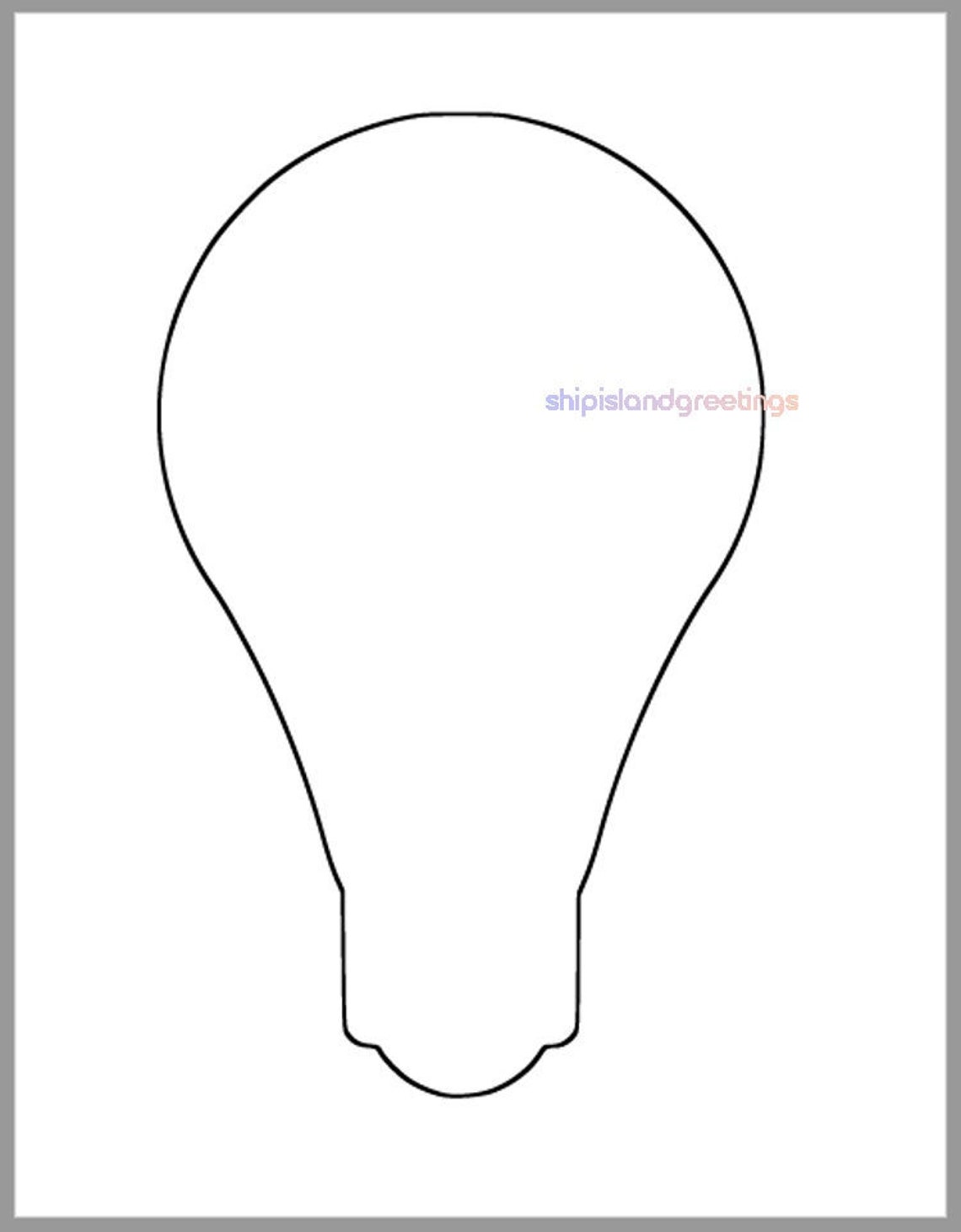 9 Inch Light Bulb Template-instant Downloads Large Lightbulb-holiday ...