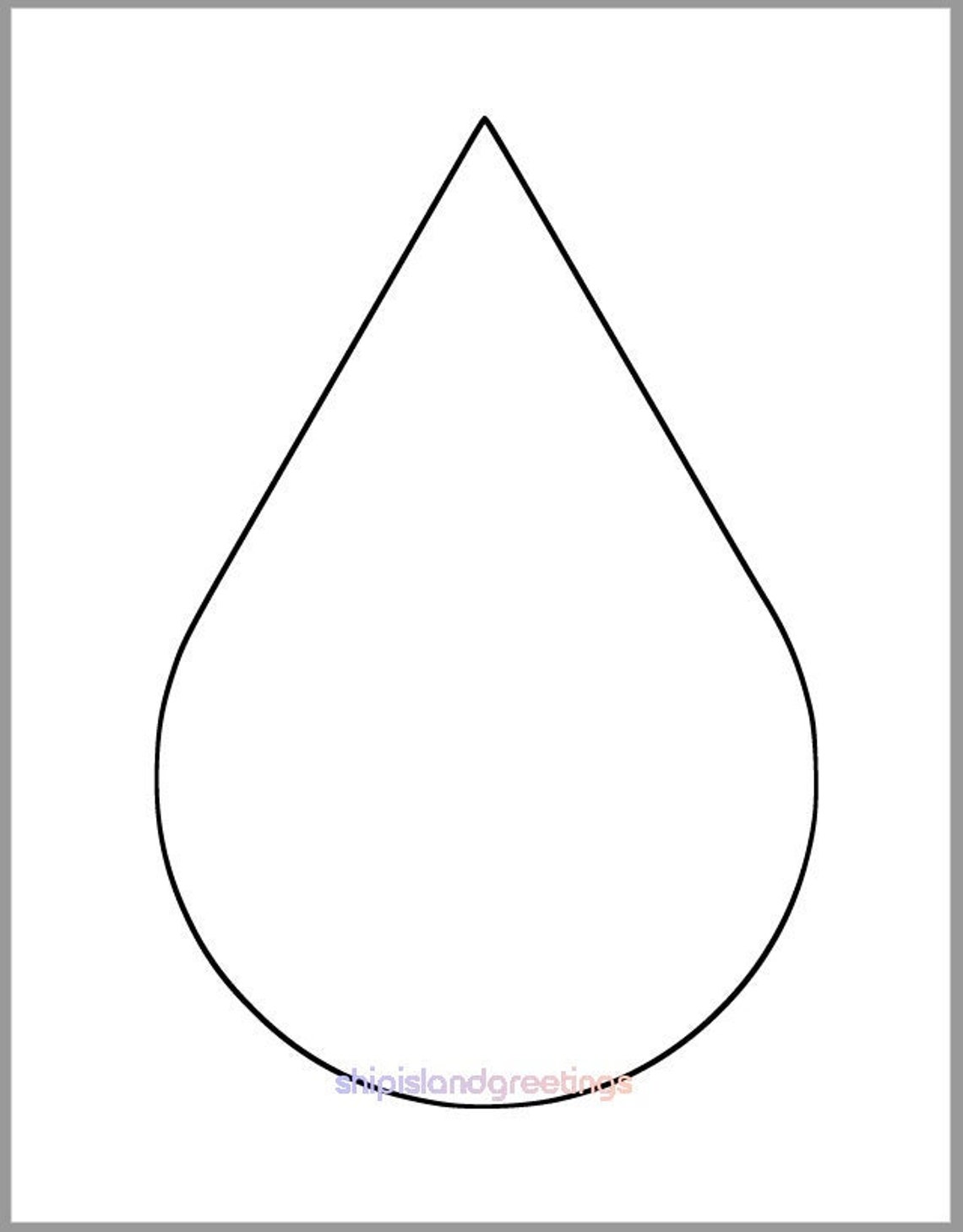9 Inch Printable Rain Drop Template-large Rain Drop Cutout-baby Shower ...