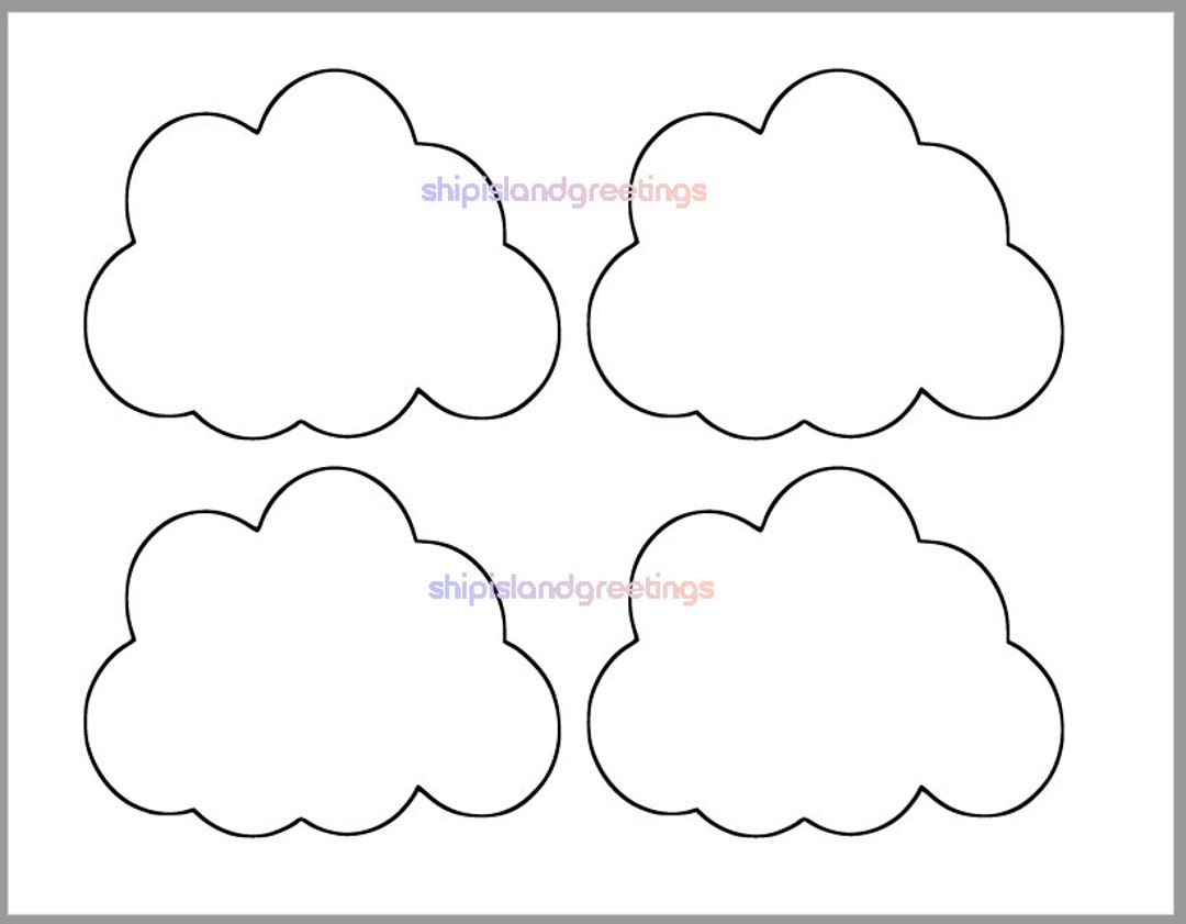 Printable Cloud Template-baby Shower Decor-spring Classroom-kids Crafts ...