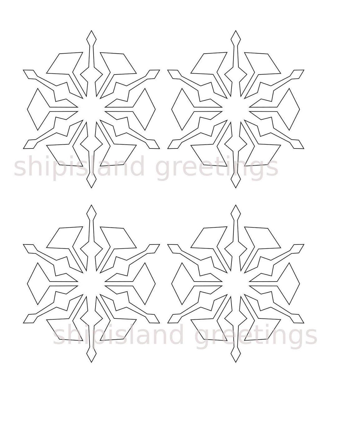 4 Inch Snowflake Template-printable Snowflake-winter Crafts-christmas ...