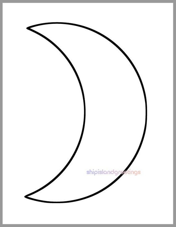 Printable Moon Template Large Crescent Moon Cutout 9 Inch Crescent Moon 