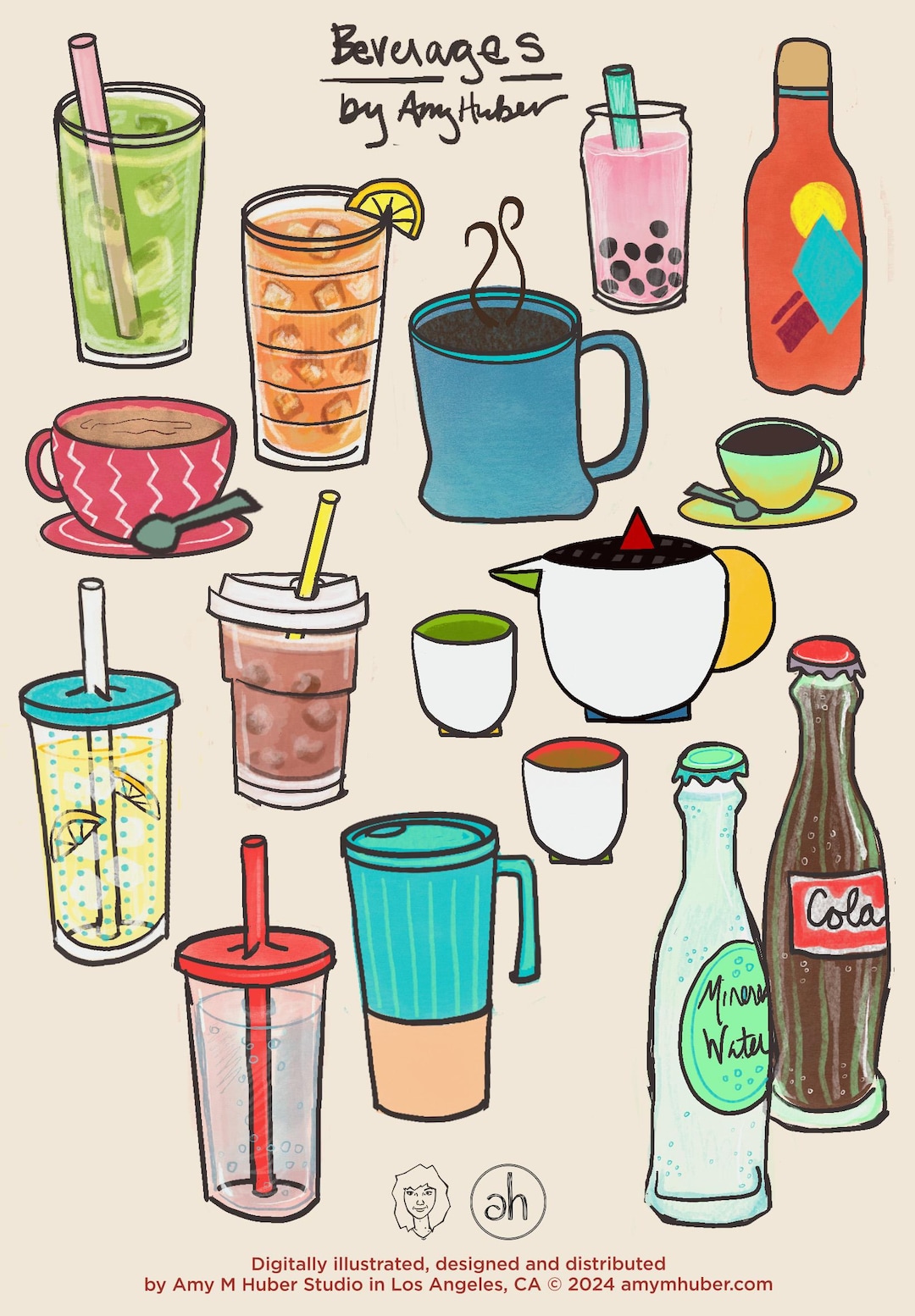 Hand-drawn Digital Beverage Illustrations/clip Art PNG PSD EPS ...