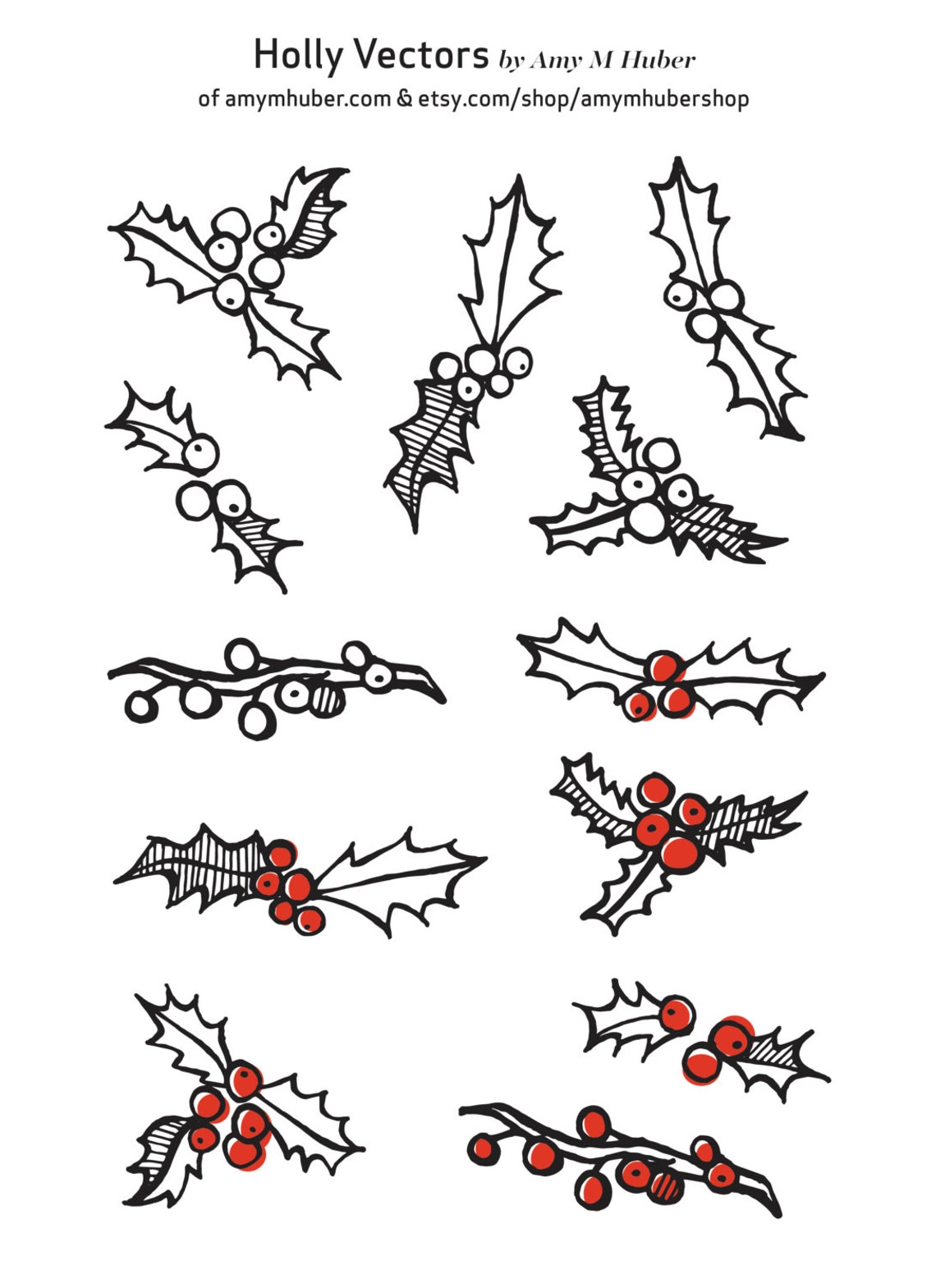 Hand-drawn Holiday Ivy Vector Graphics - Etsy