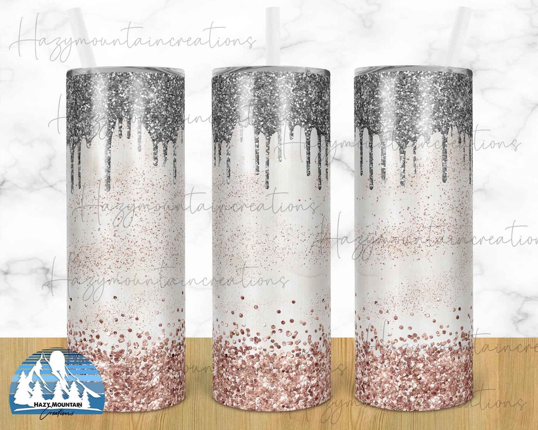Rose Gold Silver Sublimation Tumbler 20oz Skinny Design, 20oz Skinny ...