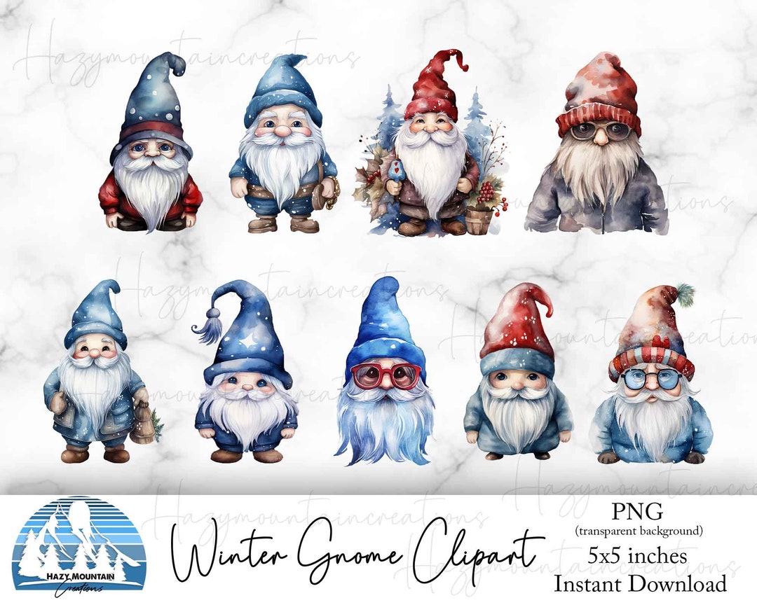 Winter Gnome Clipart, Gnome Clipart, Winter Christmas Gnome Clipart ...
