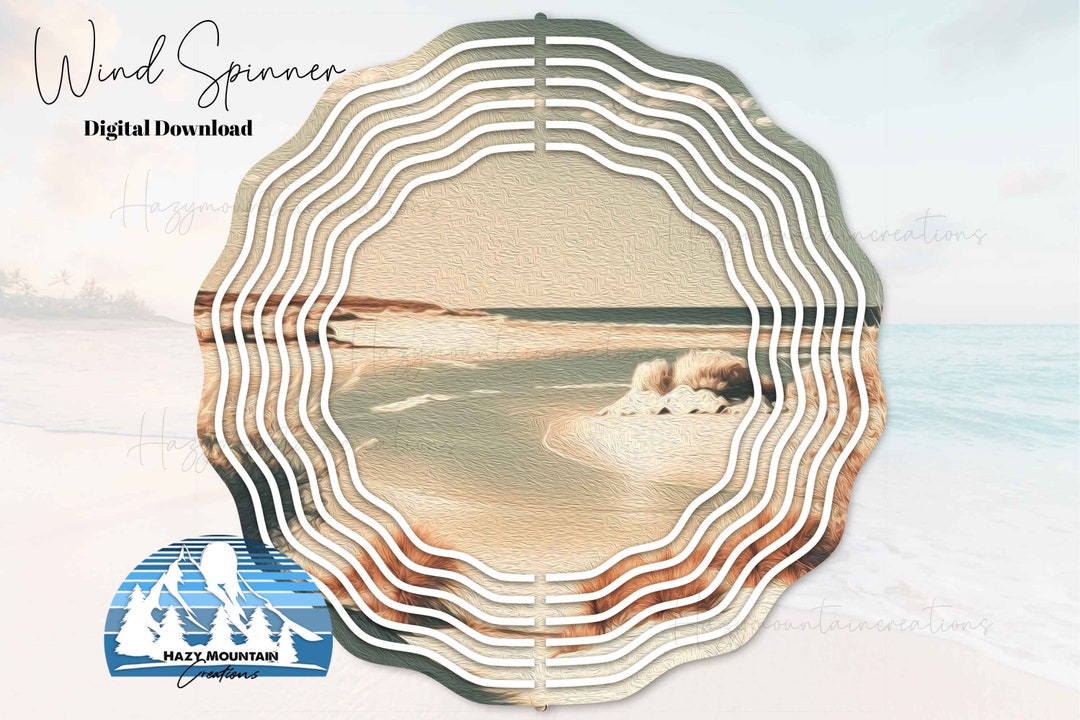 Vintage Beach Scene Summer Sublimation Wind Spinner Design - Etsy