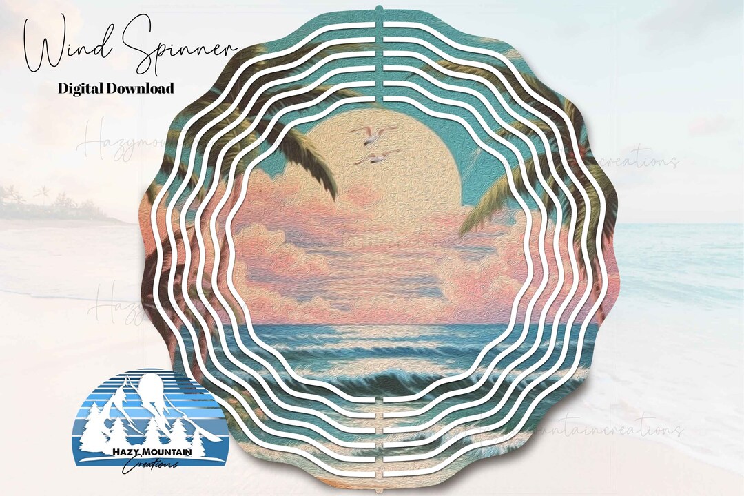 Vintage Beach Scene Summer Sublimation Wind Spinner Design - Etsy