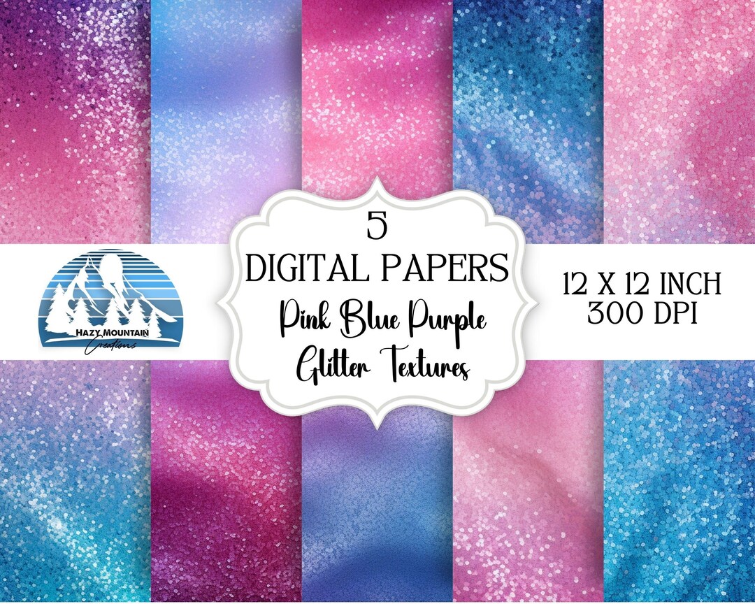 Glitter Ombre Pink Purple Blue Digital Paper Texture Scropbooking ...