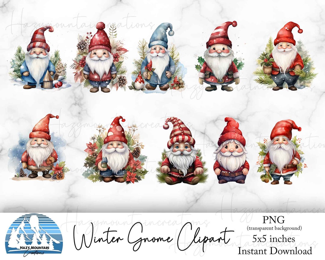 Winter Gnome Clipart, Gnome Clipart, Santa Christmas Gnome Clipart ...