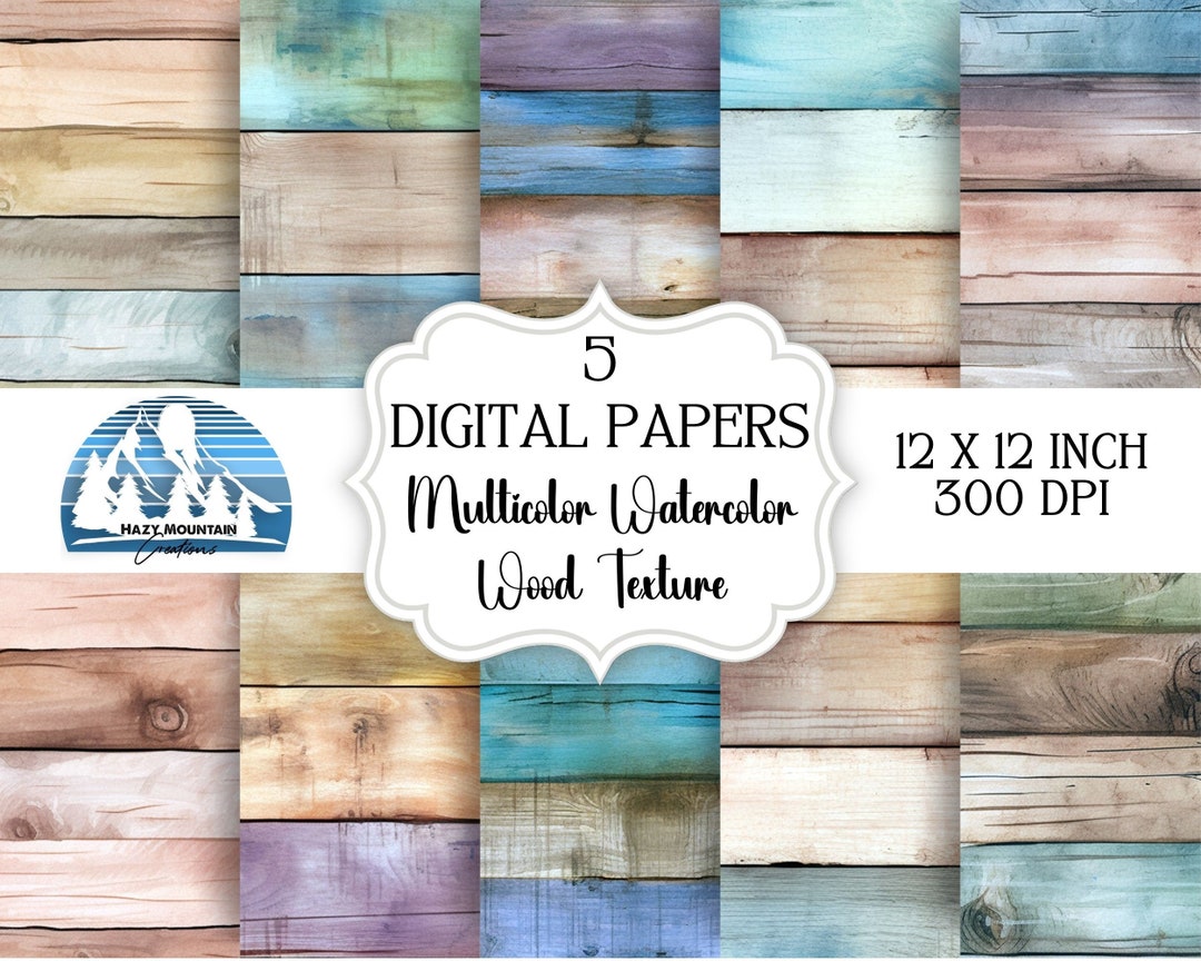 Rustic Digital Watercolor Paper Texture Background, Multicolored Wood ...