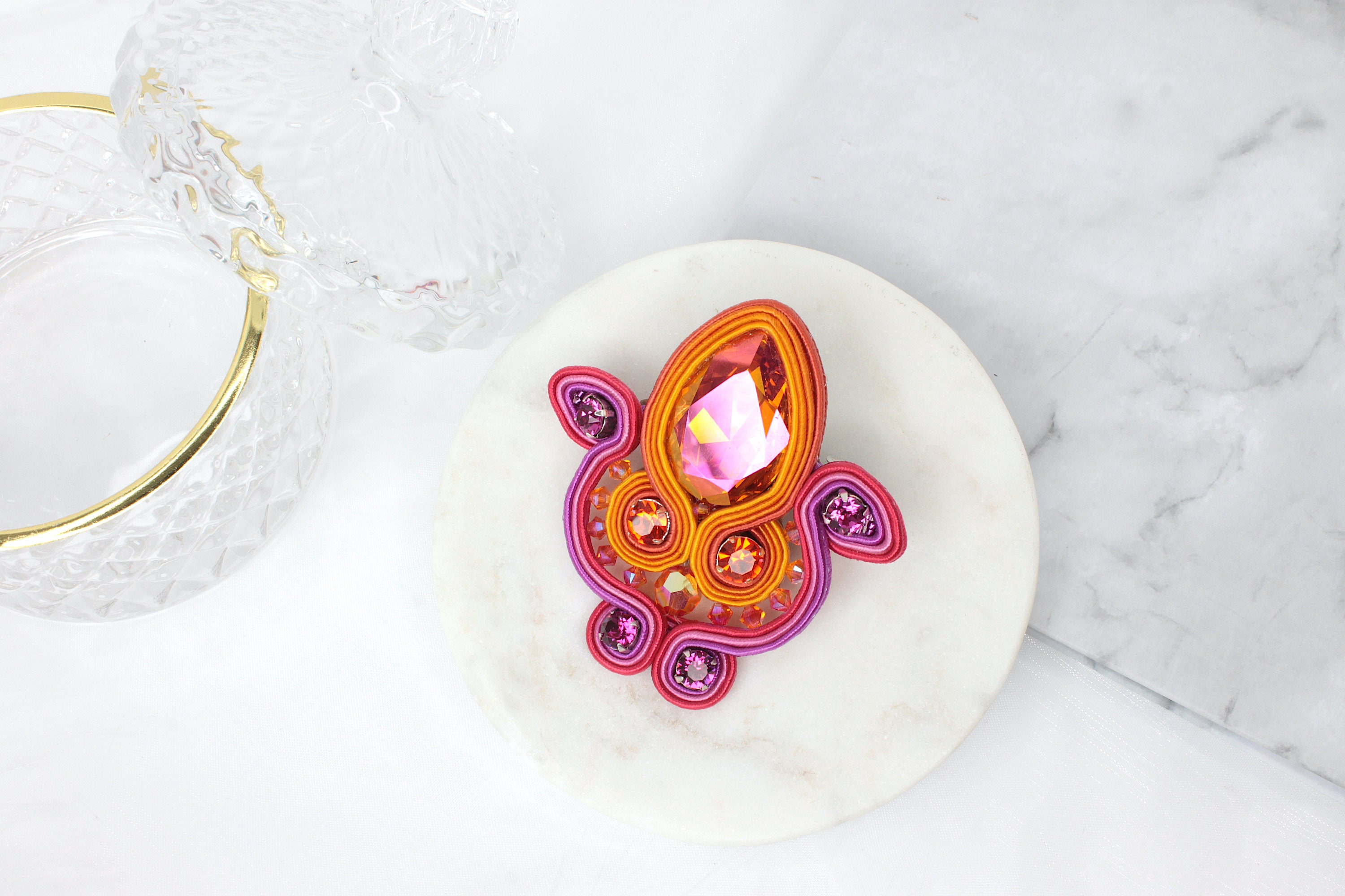 MAYA Swarovski Hair Clip Headpiece With Soutache Crystals - Etsy