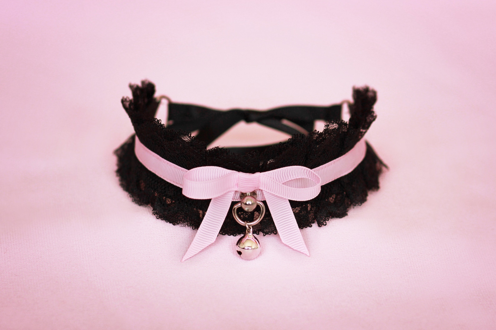 Black Choker Ddlg Collar Pink Lace Choker Kitten Play Bdsm Gothic