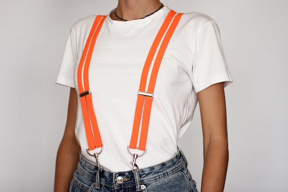 Birds of Prey Hot Orange Suspenders With Silver Diamond on the | Etsy